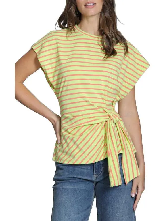 APNY Stripe Side Tie T-shirt - Citrine Orange Multi