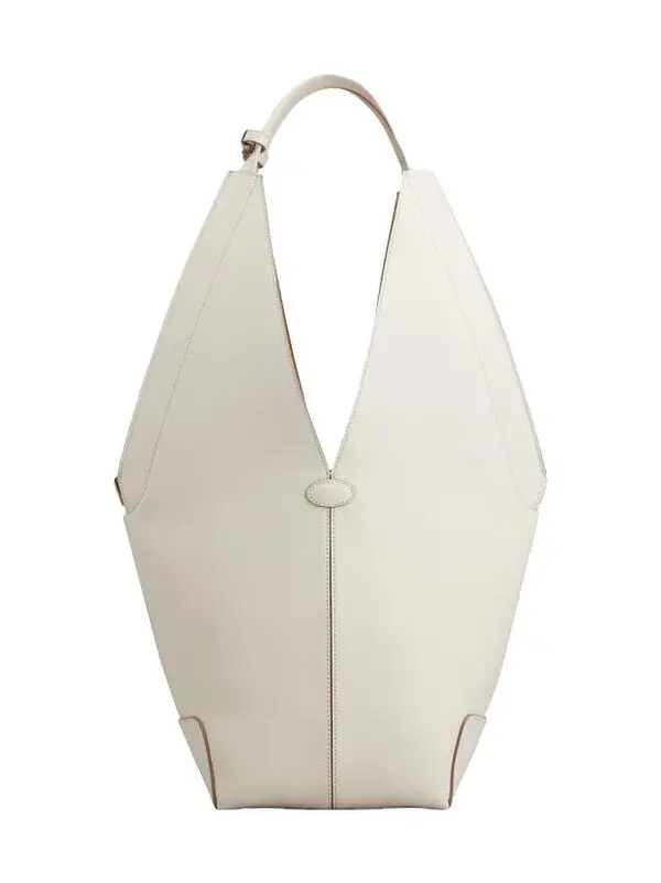 TOD'S Small Sacca Leather Bucket Bag - Bianco Calce