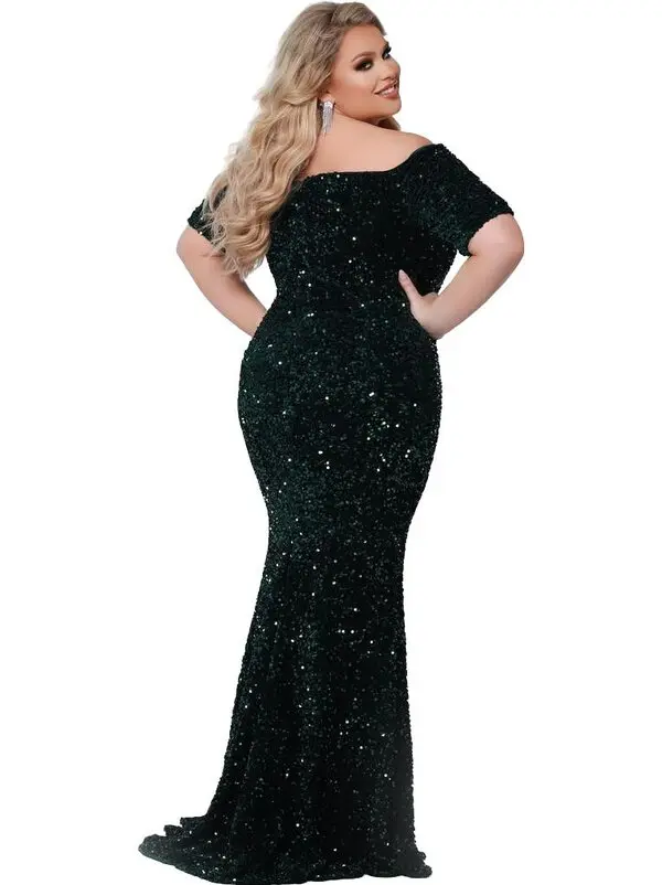 SYDNEY'S CLOSET Velvet Sequin Evening Gown - Onyx