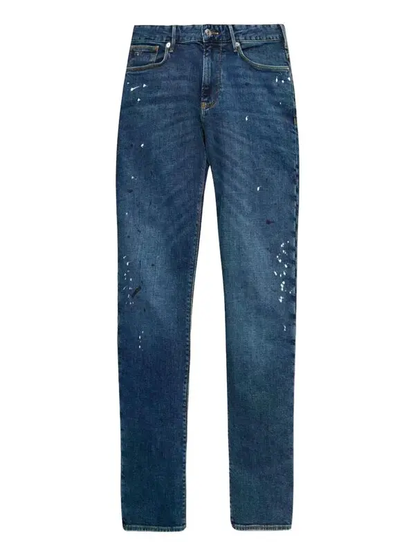 Emporio Armani Paint Splatter-print Jeans - Blue