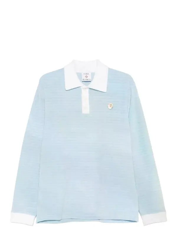 Casablanca Velour Striped Polo Shirt - Blue