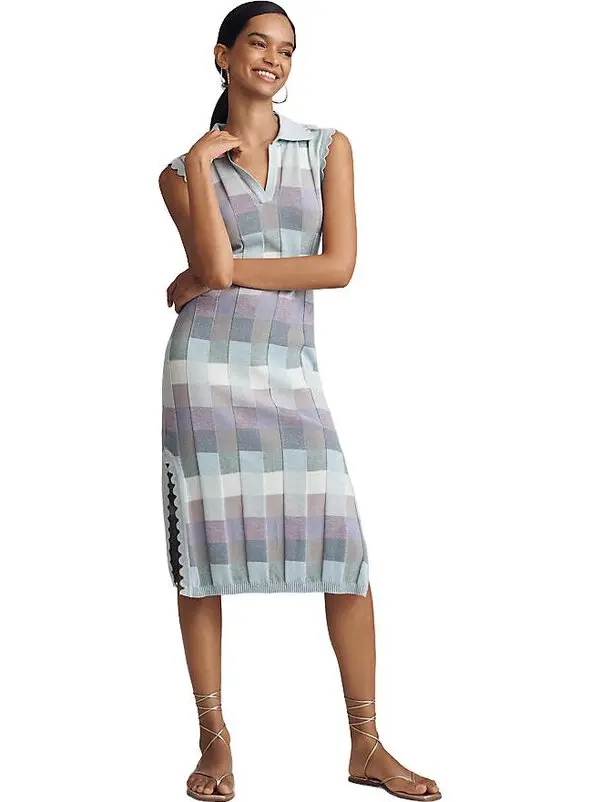 CONDITIONS APPLY Avaya Sleeveless Midi Dress - Blue Pattern