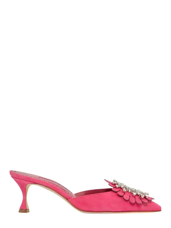 Manolo Blahnik 50mm Shog Mules - Pink