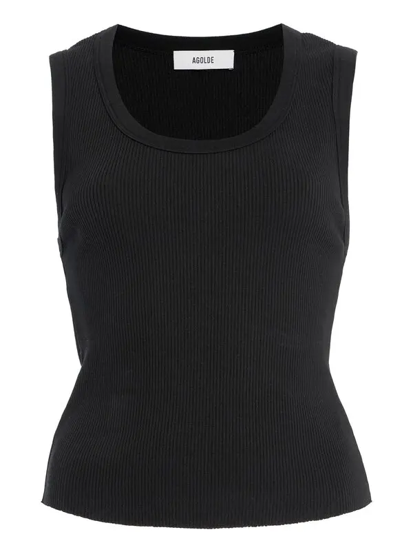AGOLDE Poppy Shrunken Ribbed Tank - Black