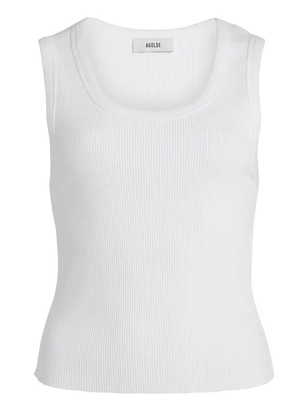 AGOLDE Poppy Shrunken Ribbed Tank - White