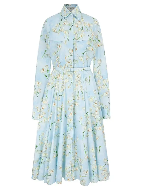 EMILIA WICKSTEAD Emmalyna" Floral Print Cotton Shirt Dress - Blue