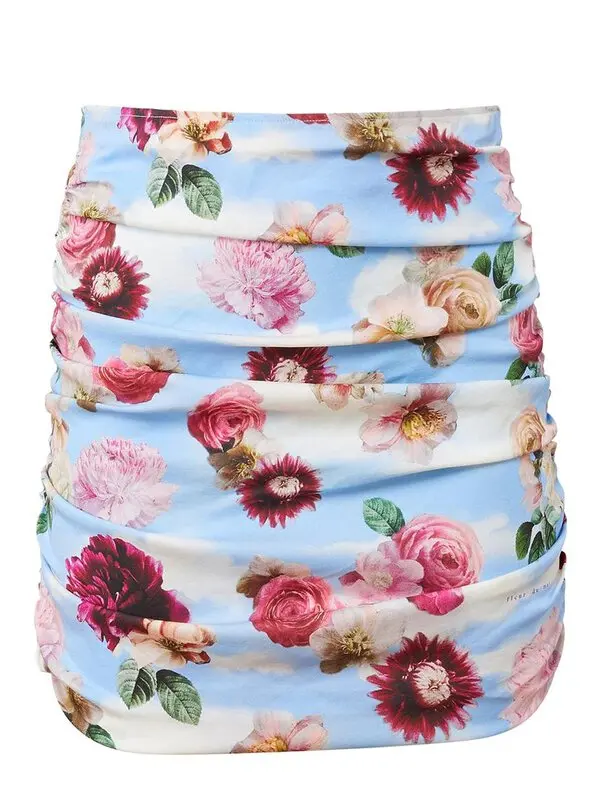 Fleur Du Mal Georgette Ruched Skirt - Dreamy Floral Print
