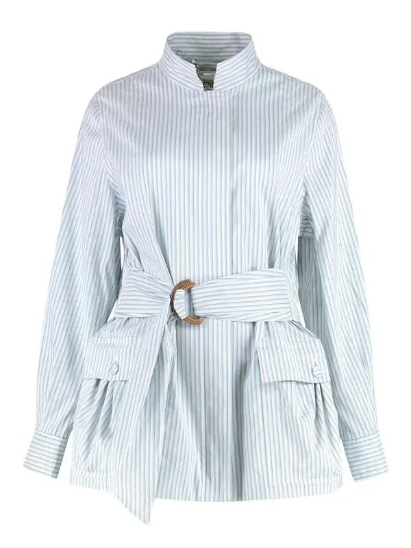 Fendi Belted Cotton Jacket - Blue