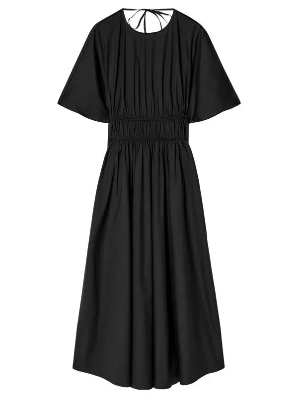 Cos Gathered Open-back Midi Dress - Black
