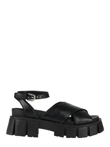 MJUS Leather Ankle Strap Sandals - Black