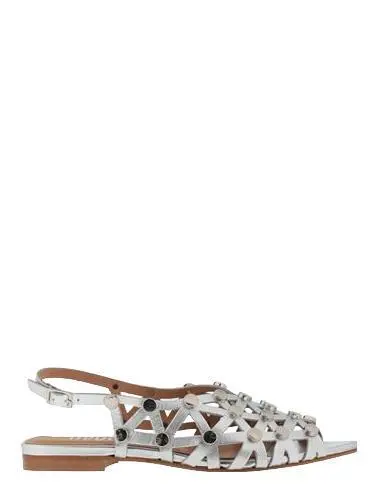 OVYE Leather Sandals With Appliqués And Studs - Silver
