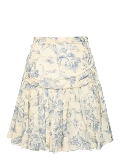 Sandro Mini Pleated Floral-print Skirt - White