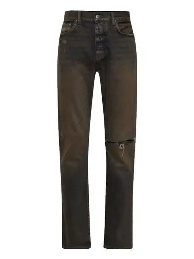Amiri Bar Logo Straight Leg Jeans - Dark Brown