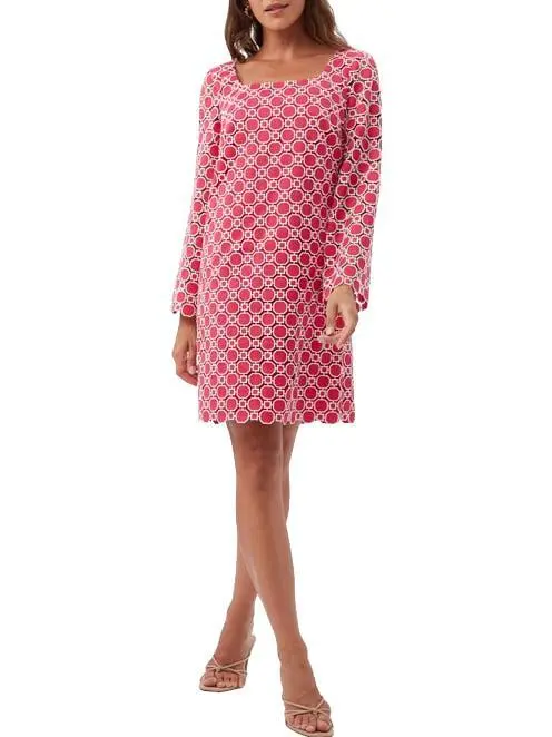 Trina Turk Ariella Geometric Lace Dress - Cannes Coral/whitewash
