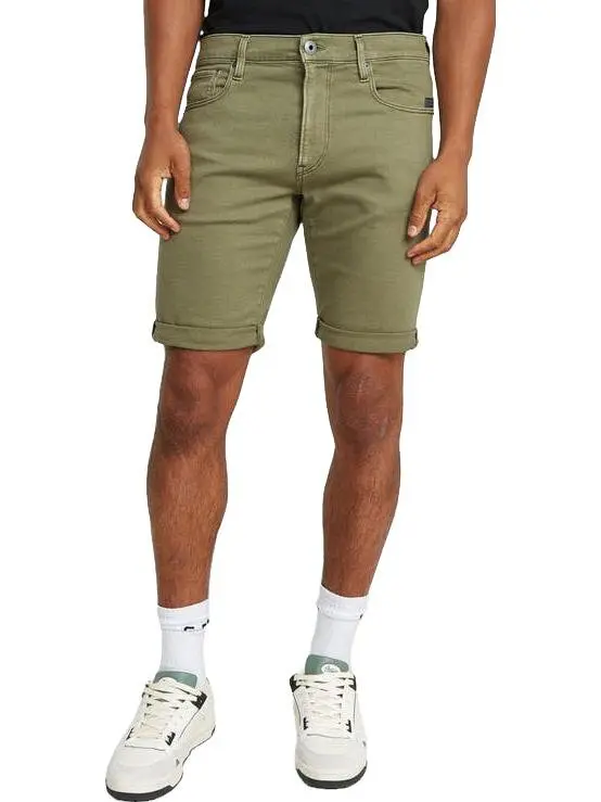 G-star Raw 3301 Slim Fit Denim Shorts - Faded Shamrock Gold