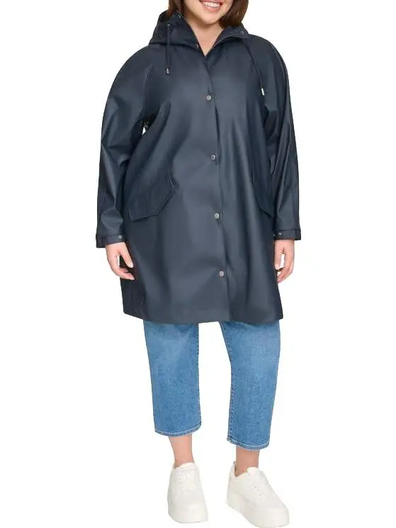 LEVI'S Water Resistant Hooded Raincoat - Navy