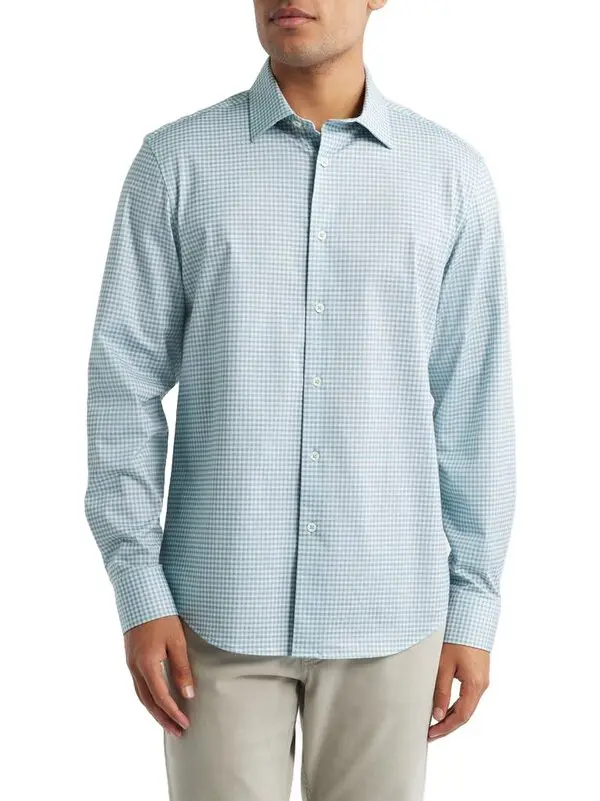 Bugatchi James Ooohcotton® Gingham Button-up Shirt - Menthol
