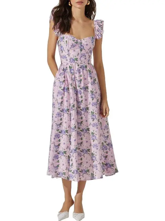 Astr The Label Wedelia Floral Print A-line Dress - Purple Floral