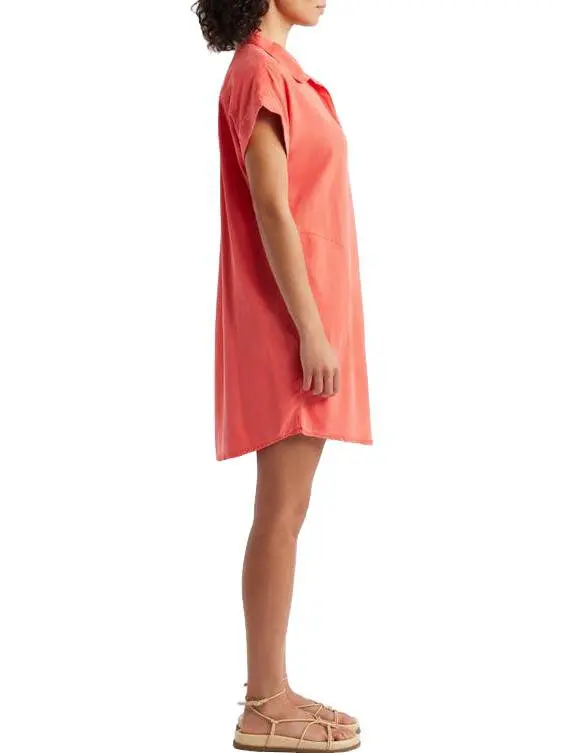 APNY Scoop Pocket Shirtdress - Hot Coral