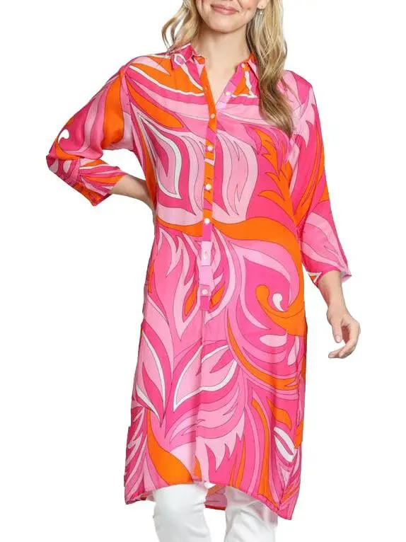 APNY Button-up Shirtdress - Pink/orange Multi