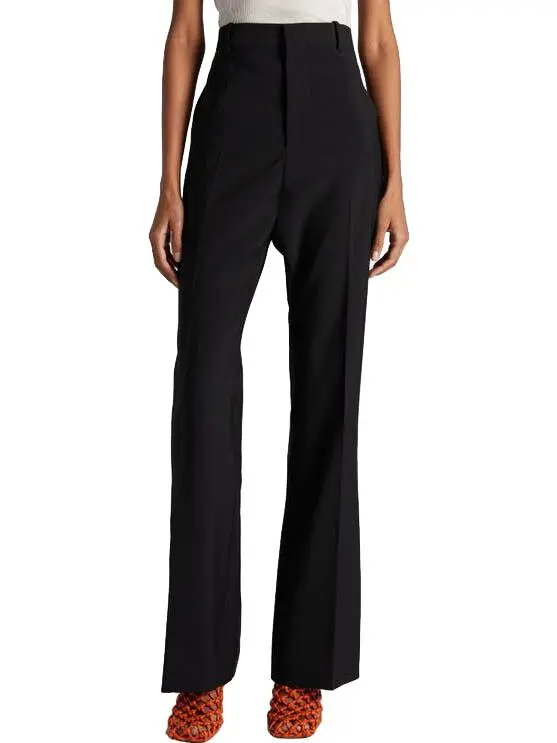 Bottega Veneta Lightweight Wool Flare Leg Trousers - 1000 Black