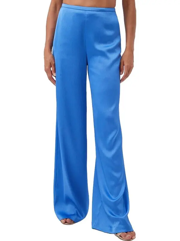 Trina Turk Tavia Wide Leg Satin Pant - Beach Ball Blue