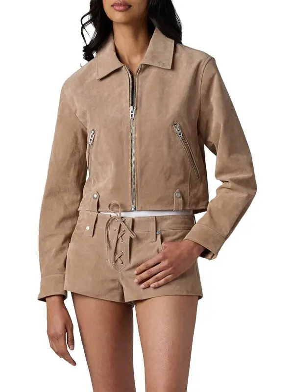 Blanknyc Crop Suede Jacket - Latte Frappe
