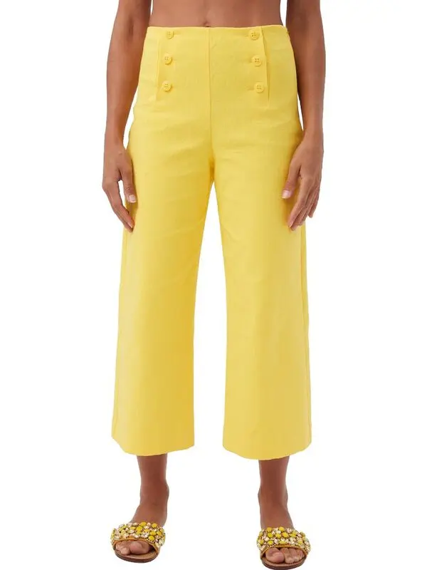 Trina Turk Saltie Cropped Wide Leg Pant - Lavandou Lemon