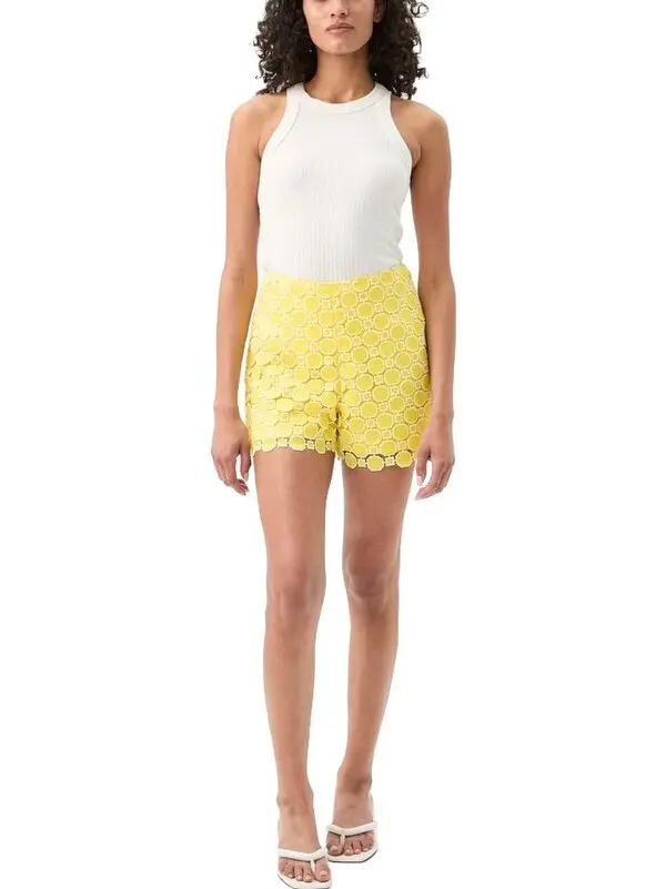 Trina Turk Brightness Geometric Lace Short - Lavandou Lemon/whitewash