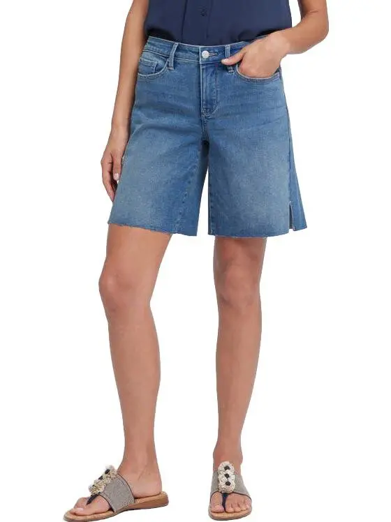 NYDJ Naomi Relaxed Raw Hem Denim Shorts - Costa Brava