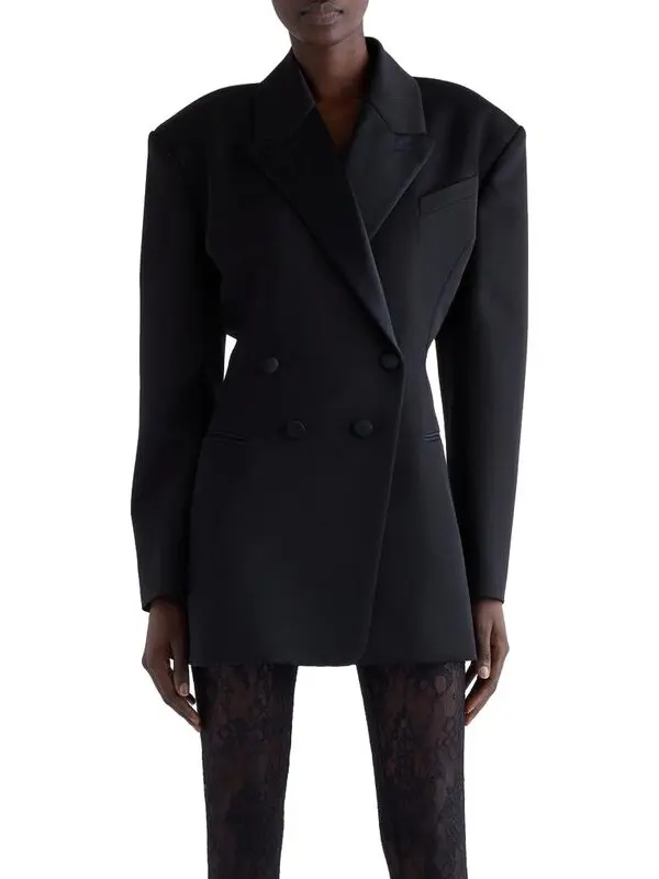 Givenchy Pleated Back Wool Smoking Jacket - Black