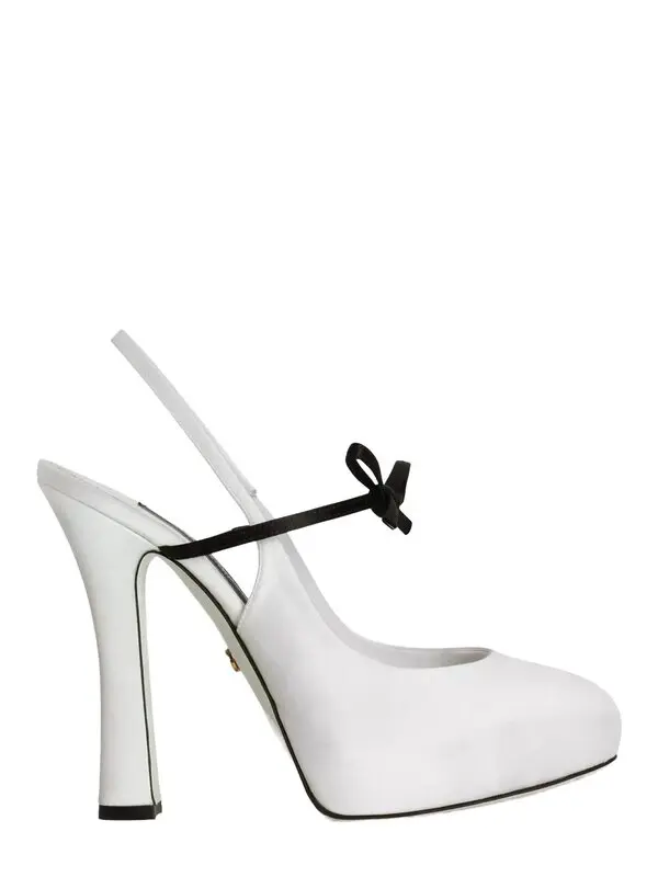 Dolce & Gabbana 105mm Satin Platform Pumps - White