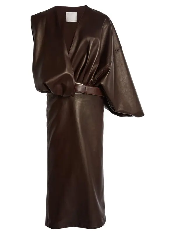 Christopher Esber Swaddled Leather Midi Dress - Brown