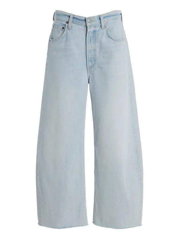 AGOLDE Low Curve Fray Rigid Mid-rise Barrel-leg Jeans - Light Wash