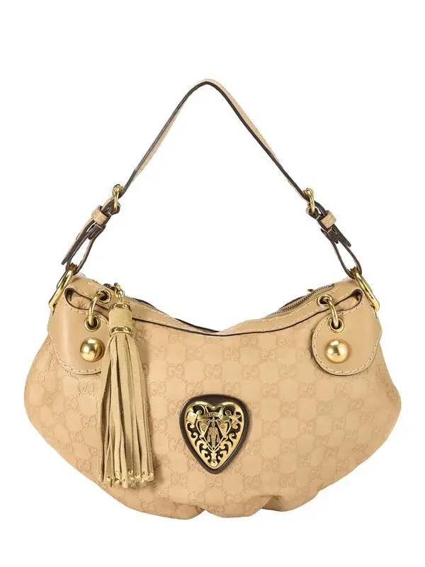 Gucci Sima Leather Babouska Shoulder Bag - Beige