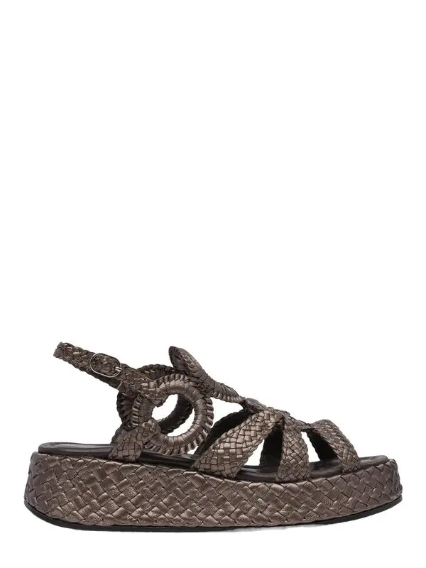 PONS QUINTANA Woven Leather Sandals - Brown