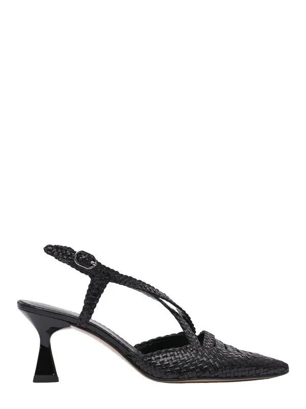PONS QUINTANA Leather Heeled Slingbacks - Black