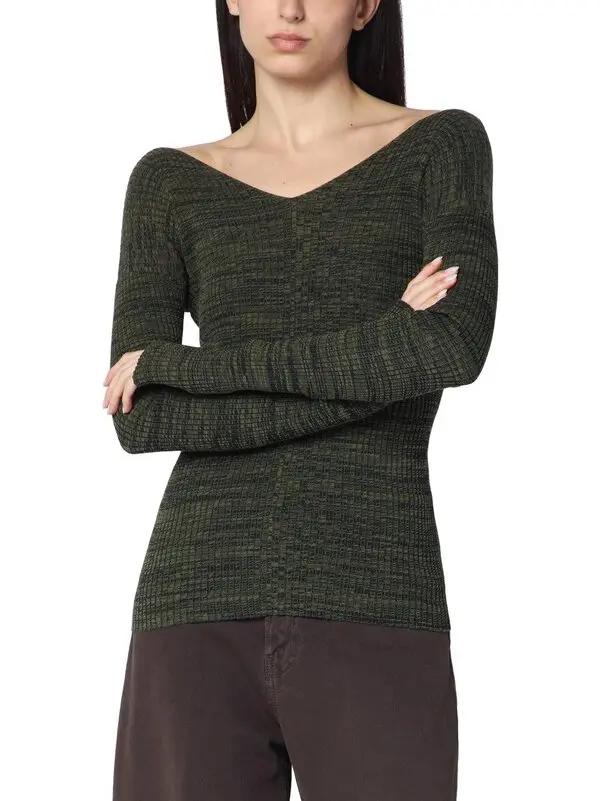 6397 Double V Sweater - Green