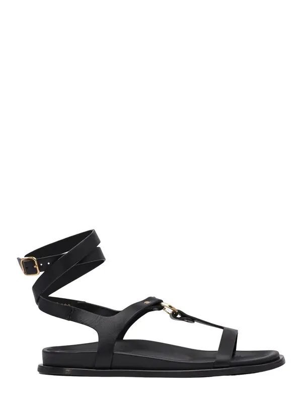 ALOHAS Leather Ankle Sandals - Black