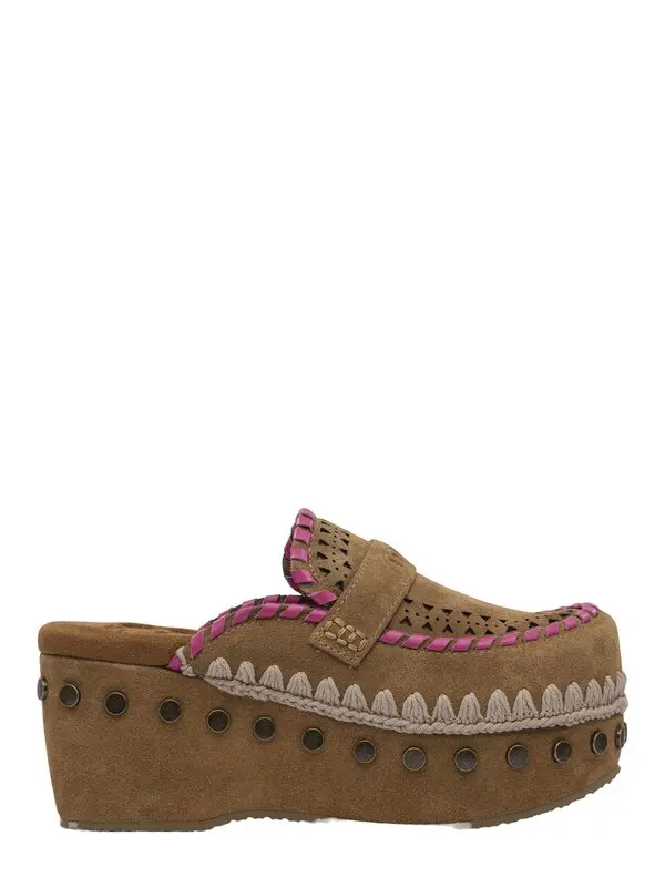 Mou Heeled Leather Sandals - Brown
