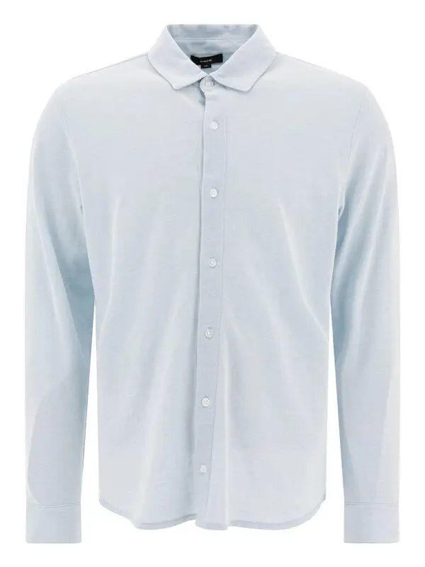 VIN CE. Cotton Pique Shirt - Light Blue