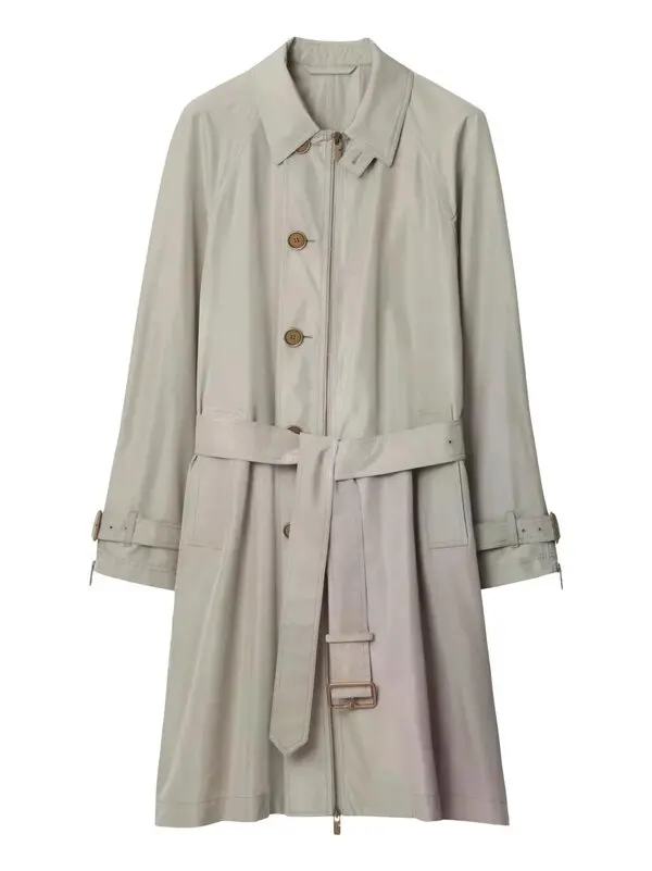 Burberry Long Silk Car Coat - Grey