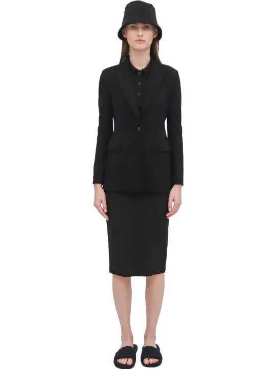 Rosetta Getty Solid Interlock Pencil Skirt - Black