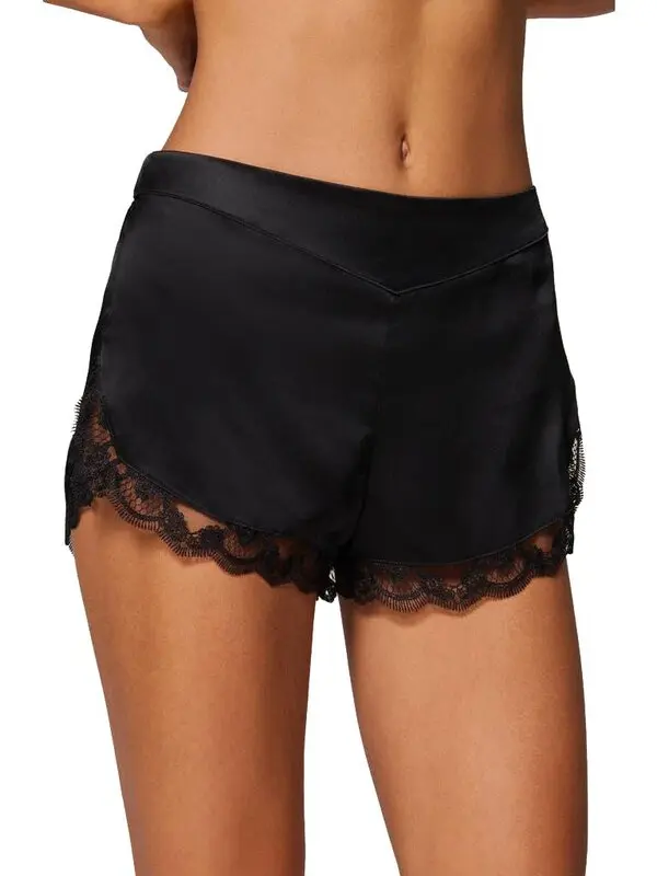 Simone Perele Love Me Lace Trim Silk Blend Shorts - Black