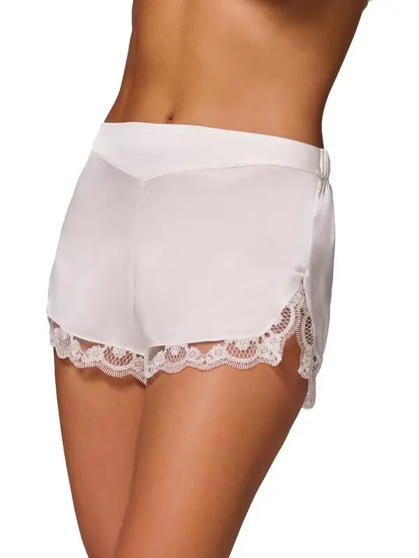 Simone Perele Love Me Lace Trim Silk Blend Shorts - Ivory