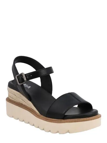 Mia Ophida Ankle Strap Platform Wedge Sandal - Black