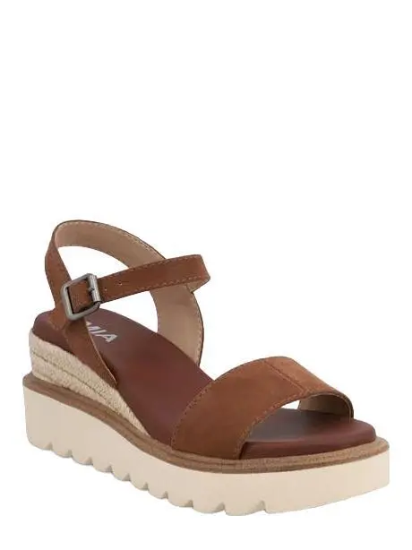 Mia Ophida Ankle Strap Platform Wedge Sandal - Cognac Brown