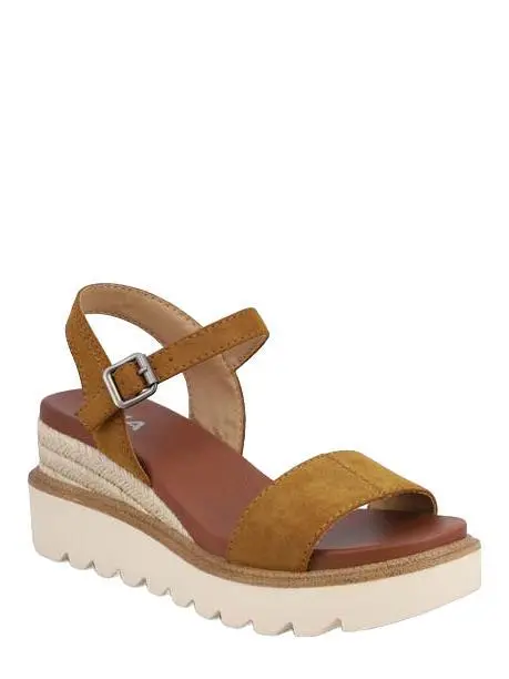 Mia Ophida Ankle Strap Platform Wedge Sandal - Cognac