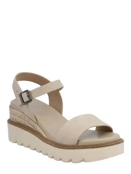 Mia Ophida Ankle Strap Platform Wedge Sandal - Ecru