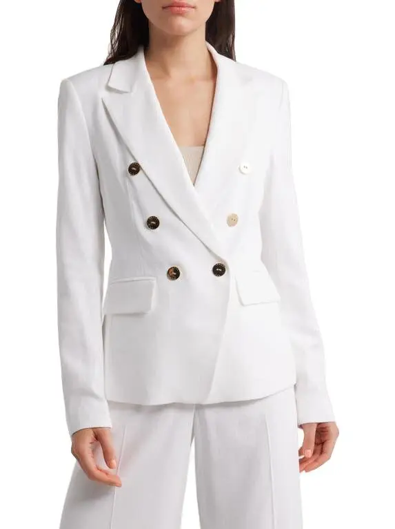 TAHARI ASL Double Breasted Blazer - White